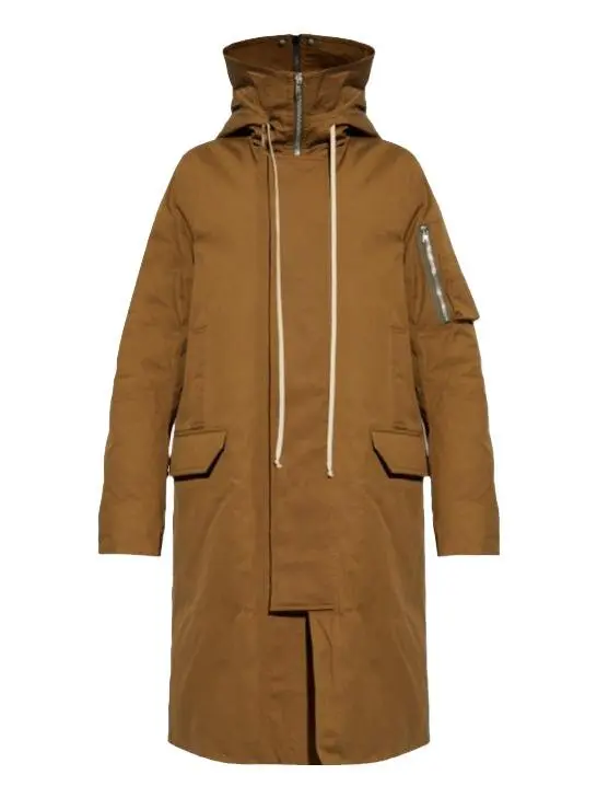 Rick Owens Drawstring Hooded Coat - Brown