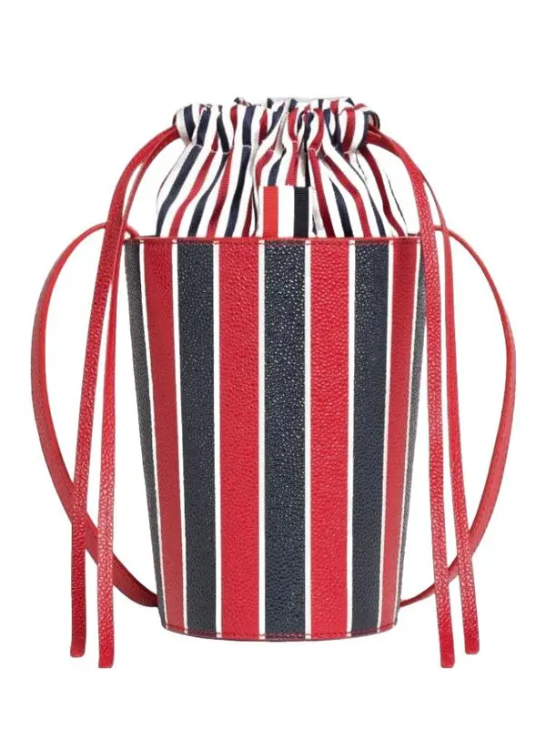Thom Browne Striped Mini Bucket Bag - Red