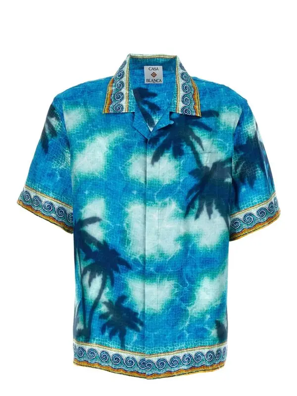 Casablanca Allover Print Short-sleeved Shirt - Blue