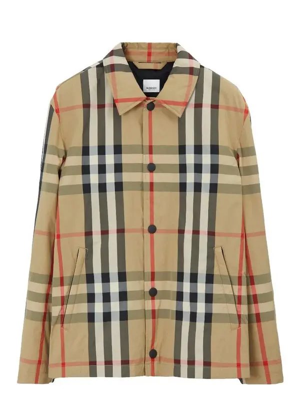 Burberry Checked Shirt Jacket - Nude