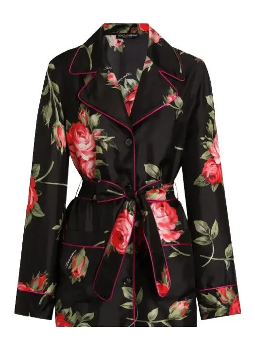 Dolce & Gabbana Floral Print Belted Blazer - Multi-color