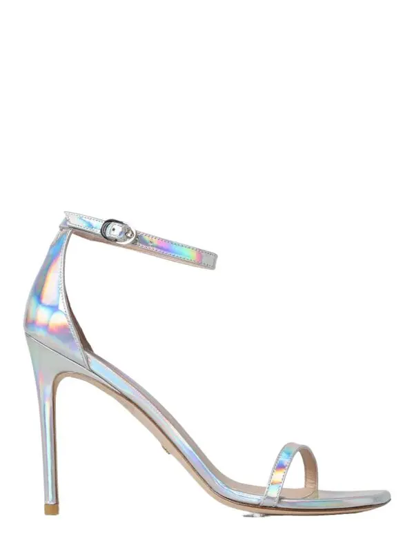 STUART WEITZMAN Open-toe Stiletto Sandals With Adjustable Ankle Strap - Gray