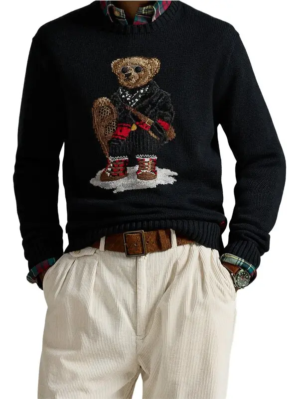 Polo Ralph Lauren Crew Neck Polo Bear Pullover - Black