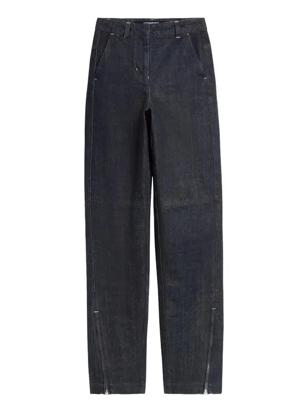 Jacquemus Stitch Detailed High Waist Jeans - Deep Navy Blue
