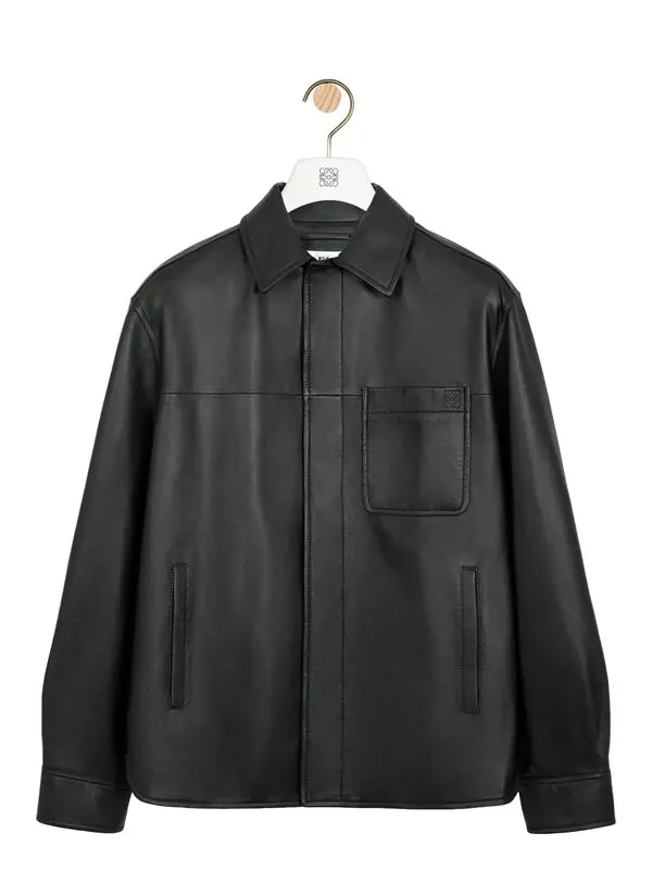Loewe Curved Hem Leather Shirt - Black