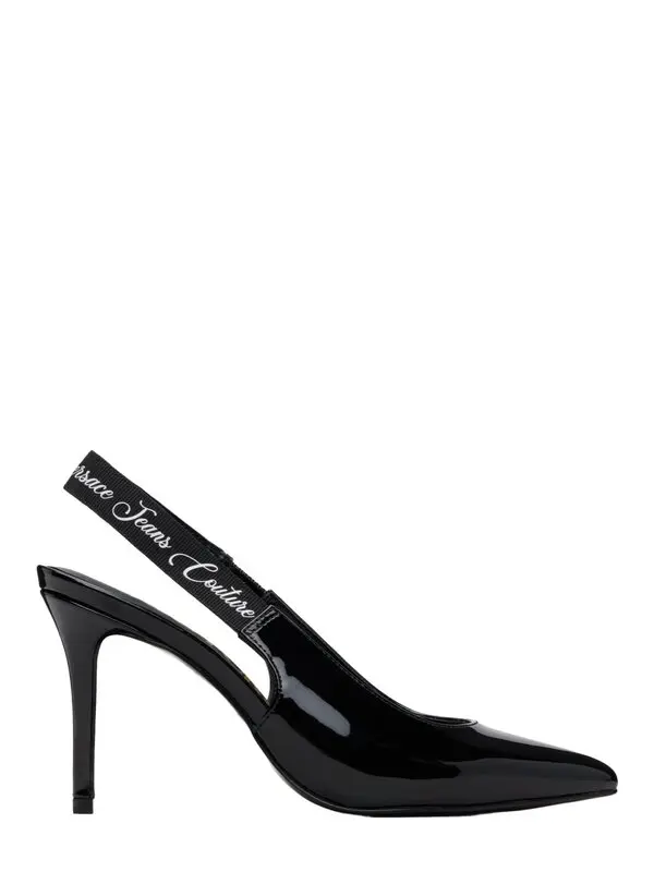 Versace Logo Printed Slingback Pumps - Black