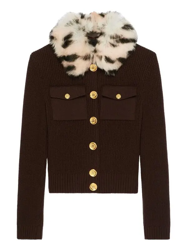 Givenchy Fur Collared Button-up Cardigan - Auburn