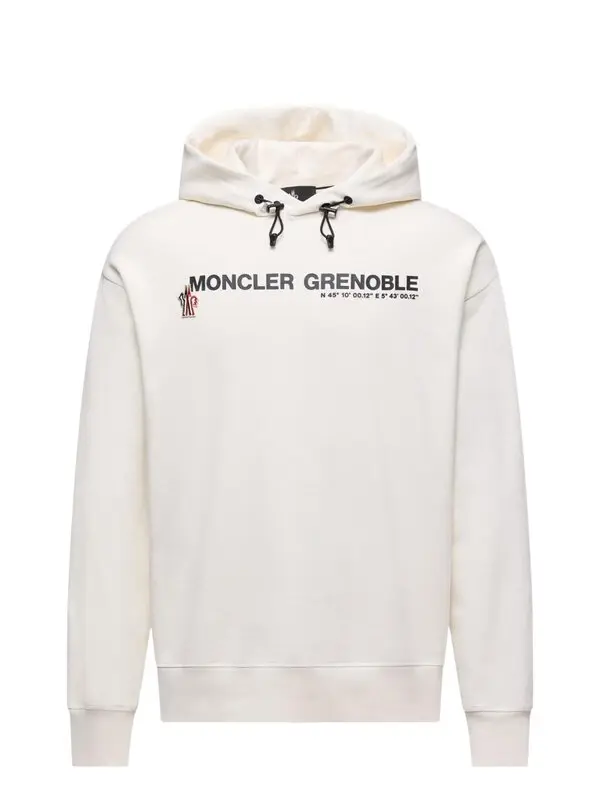 Moncler Logo Embroidered Long-sleeved Hoodie - White