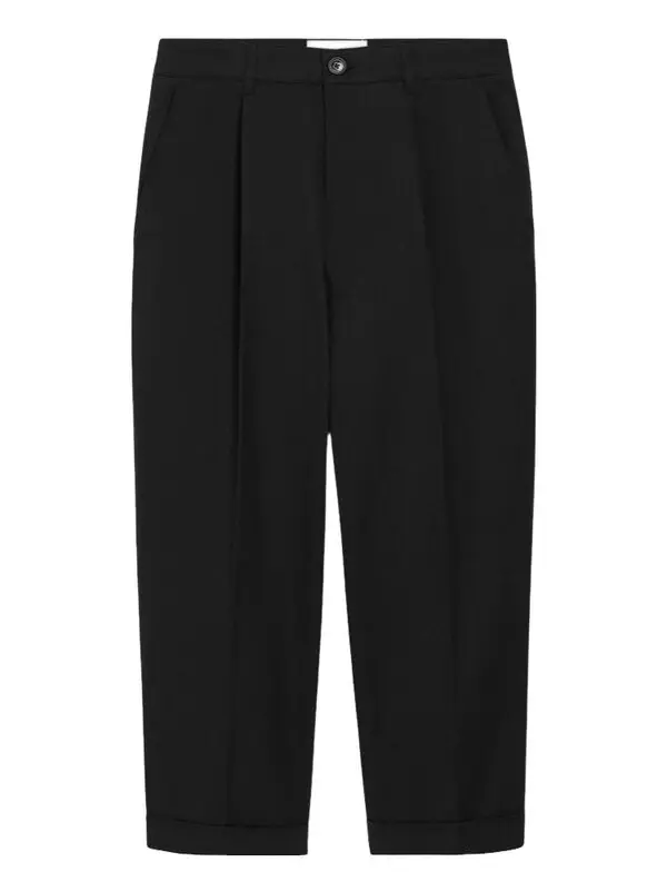 Ami Pleated Straight Leg Trousers - Black