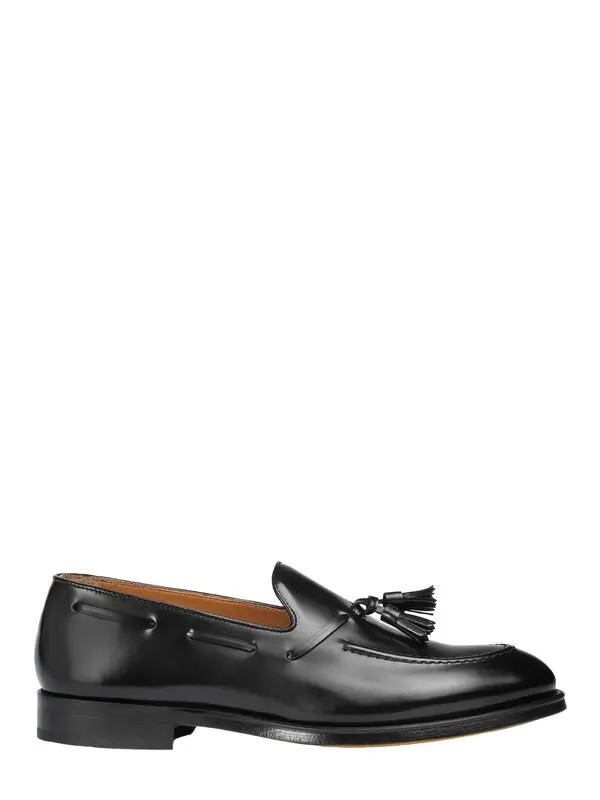 DOUCAL'S Leather Loafer With Tassels - Black