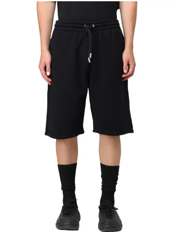 Off-White Diagonal Arrow Print Drawstring Bermuda Shorts - Black