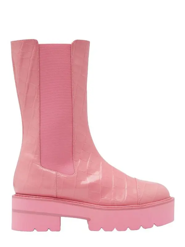 STUART WEITZMAN Chelsea Boots With Crocodile-effect Leather - Pink