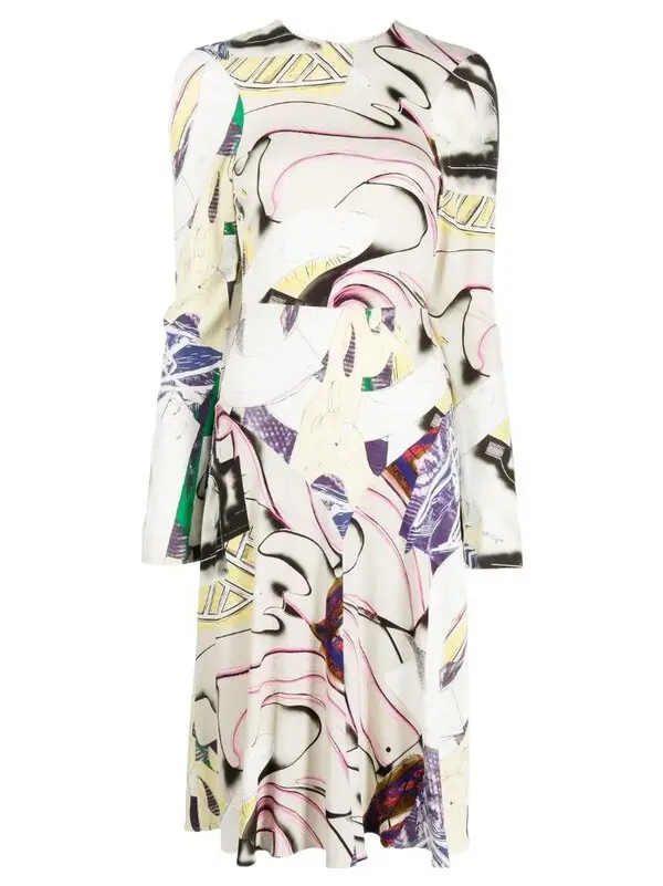 Stella McCartney Long Sleeve Printed Dress - White