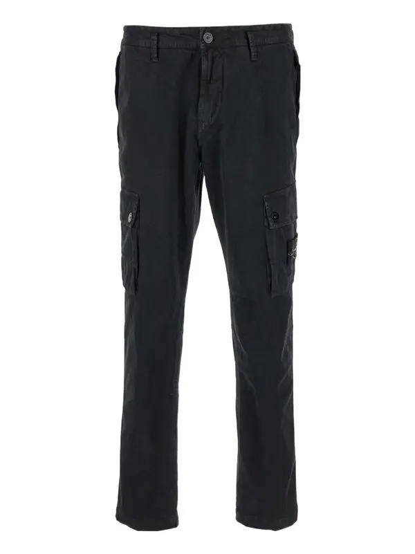 Stone Island Logo-patch Cargo Trousers - Black