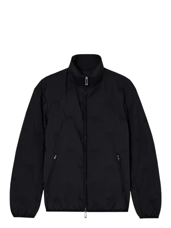 Emporio Armani Inlaid All-over Micro Eagles Full-zip Down Jacket - Black