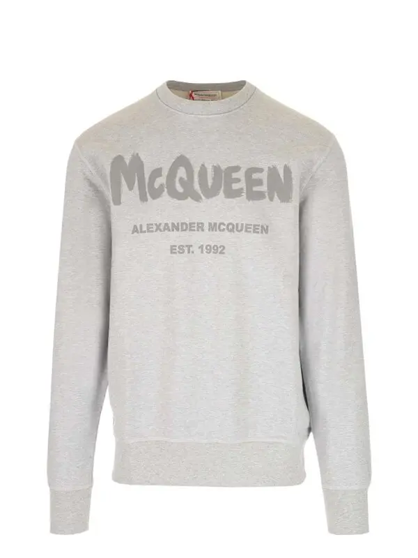Alexander McQueen Logo Print Crewneck Sweatshirt - White