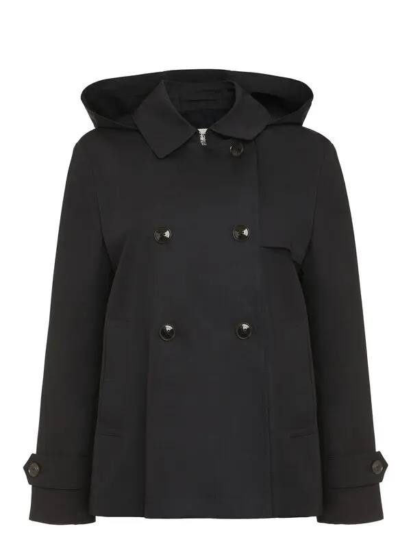 Herno Double Breasted Hooded Jacket - Black