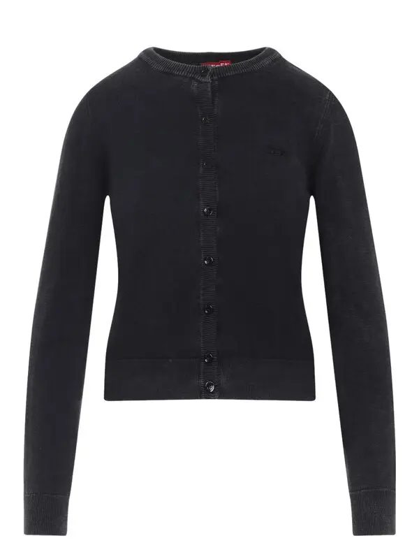 DIESEL® Button-fastening Logo-embroidered Cardigan - Black