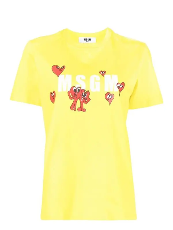 MSGM Logo Printed T-shirt - Yellow