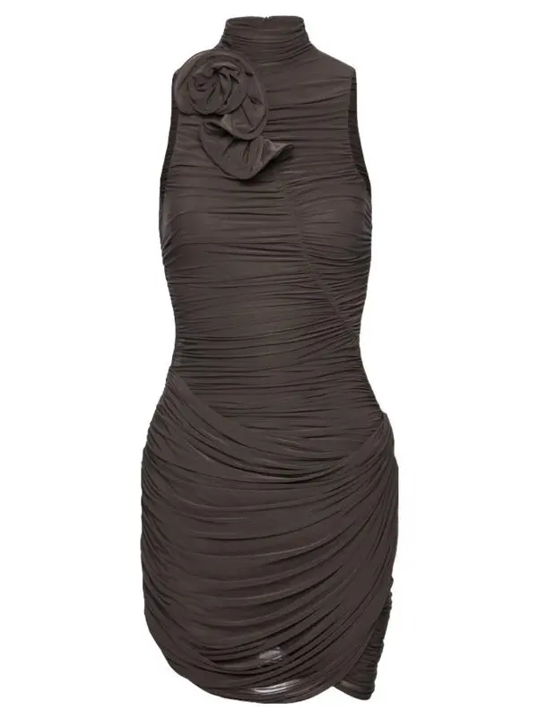 Magda Butrym High-neck Draped Mini Dress - Brown