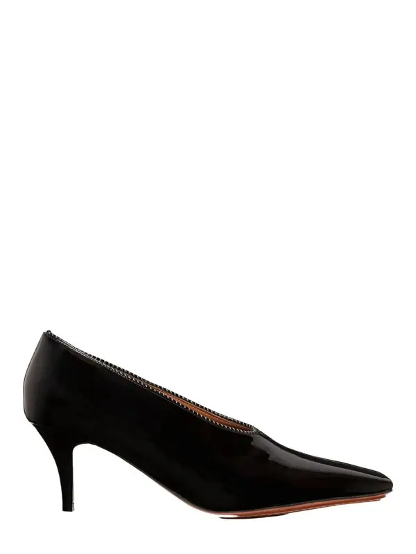 Stella McCartney Square Toe Patent Kitten Heels - Black