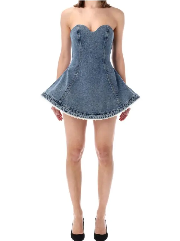 Magda Butrym Denim Washed Bustier Dress - Blue