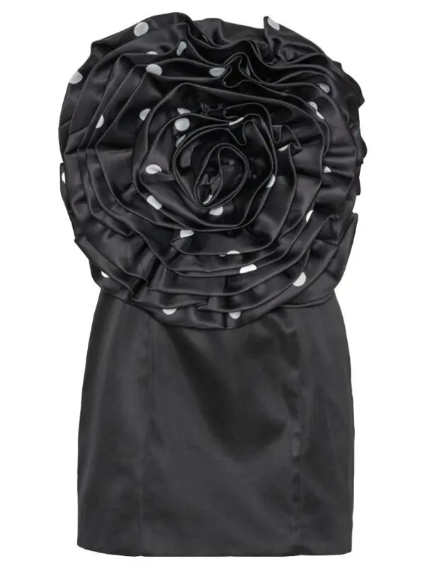 ROTATE BY BIRGER CHRISTENSEN One-shoulder Polka Dot Dress - Black
