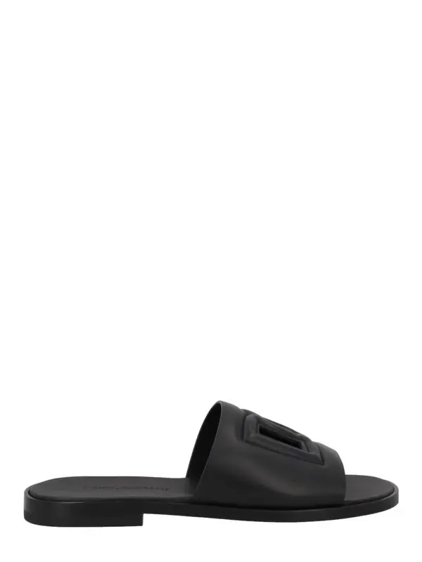 Dolce & Gabbana Logo Embossed Slides - Black