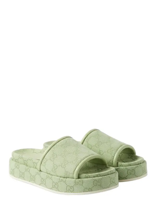 Gucci Clarice Gg Supreme Canvas Slides - Green