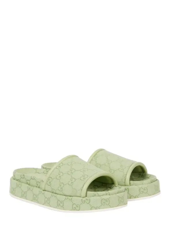 Gucci Clarice Gg Supreme Canvas Slides - Green