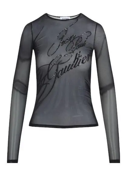 JEAN PAUL GAULTIER Sequin Embellished Long Sleeve Top - Black