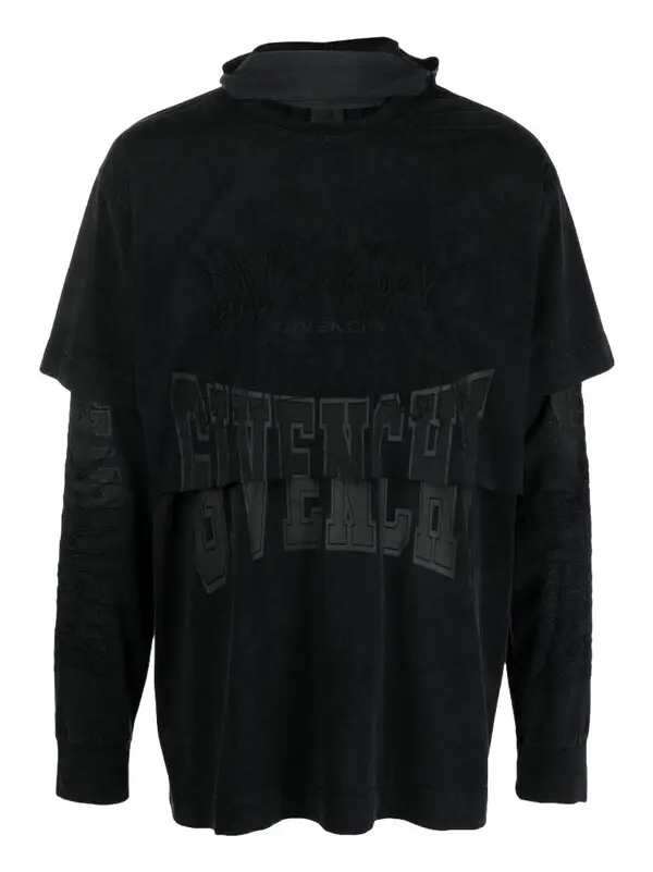 Givenchy Logo-embroidered Long-sleeve T-shirt - Faded Black