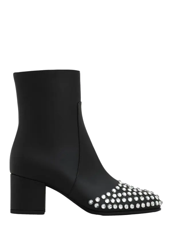 Alaïa Embellished Square Toe Low Heel Boots - Black