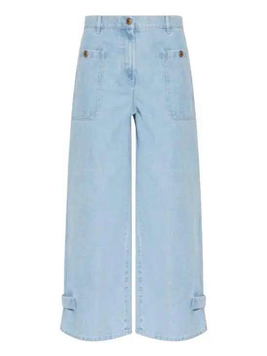 Max Mara Wide-leg Denim Jeans With Tab Detail - Light Blue
