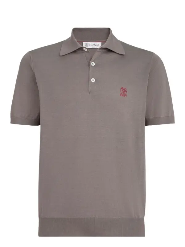 Brunello Cucinelli Lightweight Knitted Polo Shirt - Gray