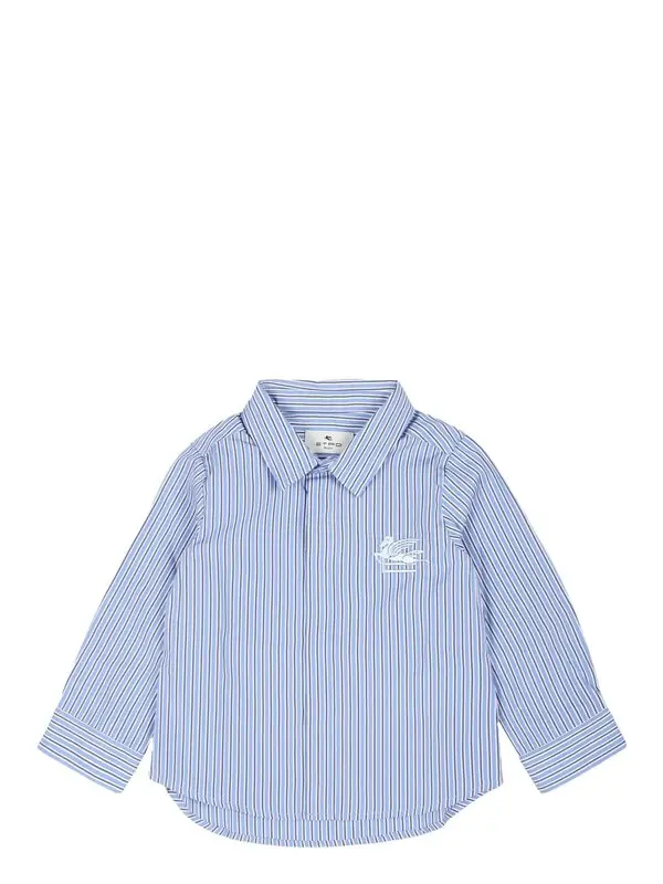Etro Logo-embroidered Cotton Shirt - Blue