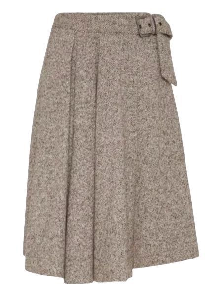 Brunello Cucinelli Belted Pleated Midi Skirt - Brown