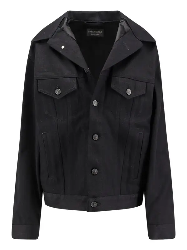 Balenciaga Flap Pocket Denim Jacket - Black