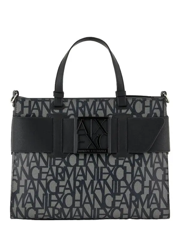 Armani Exchange Logo-print Zip-fastening Tote Bag - Black