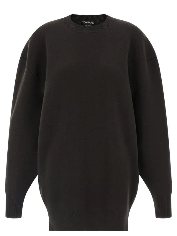 TOM FORD Sculptural Wool & Cashmere Mini Dress - Brown