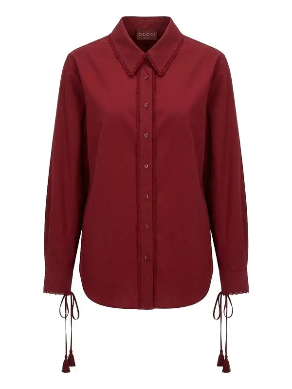 Gucci Long Sleeve Shirt With Drawstring Cuffs - Red