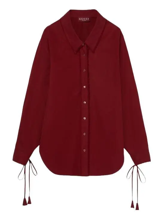 Gucci Long Sleeve Shirt With Drawstring Cuffs - Red