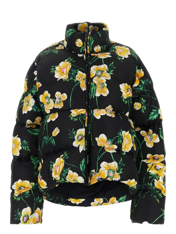 Balenciaga Floral Printed High Neck Jacket - Yellow