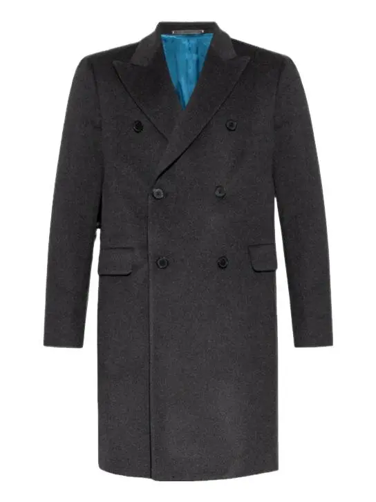 Paul Smith Double-breasted Overcoat With Notched Lapel - Black