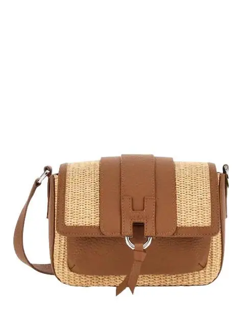 Hogan Trend Flap Bag With Raffia Inserts - Brown