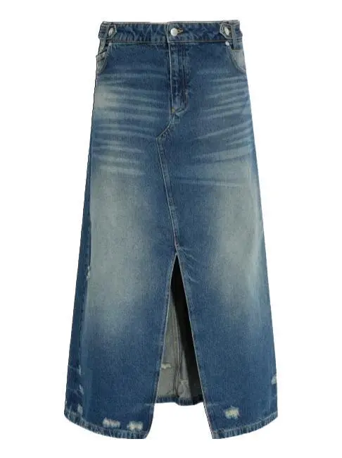 MISBHV Distressed Denim Maxi Skirt - Blue
