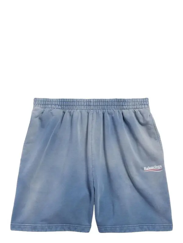 Balenciaga Faded Political Campaign Sweat Shorts - Blue