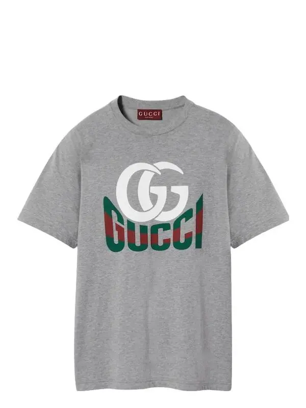 Gucci Logo Printed Crewneck T-shirt - Hemp Gray