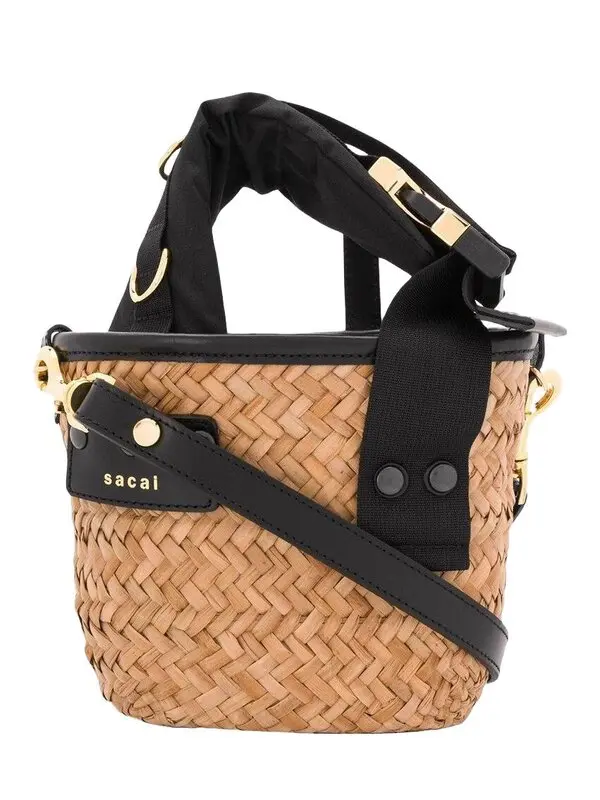 Sacai Straw Mini Shoulder Bag - Black
