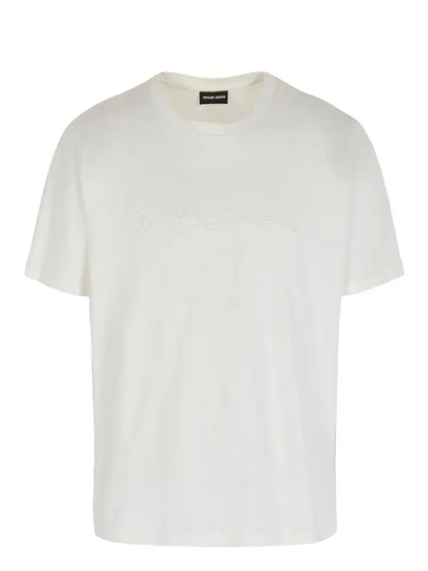 Giorgio Armani Embroidered Logo Double-sided T-shirt - White